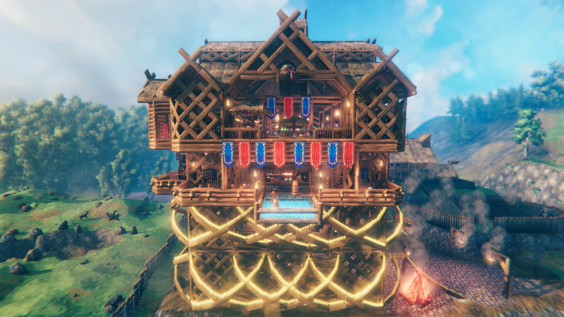 The Viking Hotel is open for Business Valheim Build