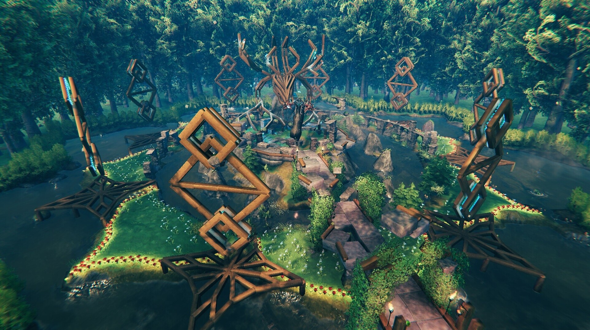 Home of Eikthyr fantasy build by Lin and Raphium Valheim Build