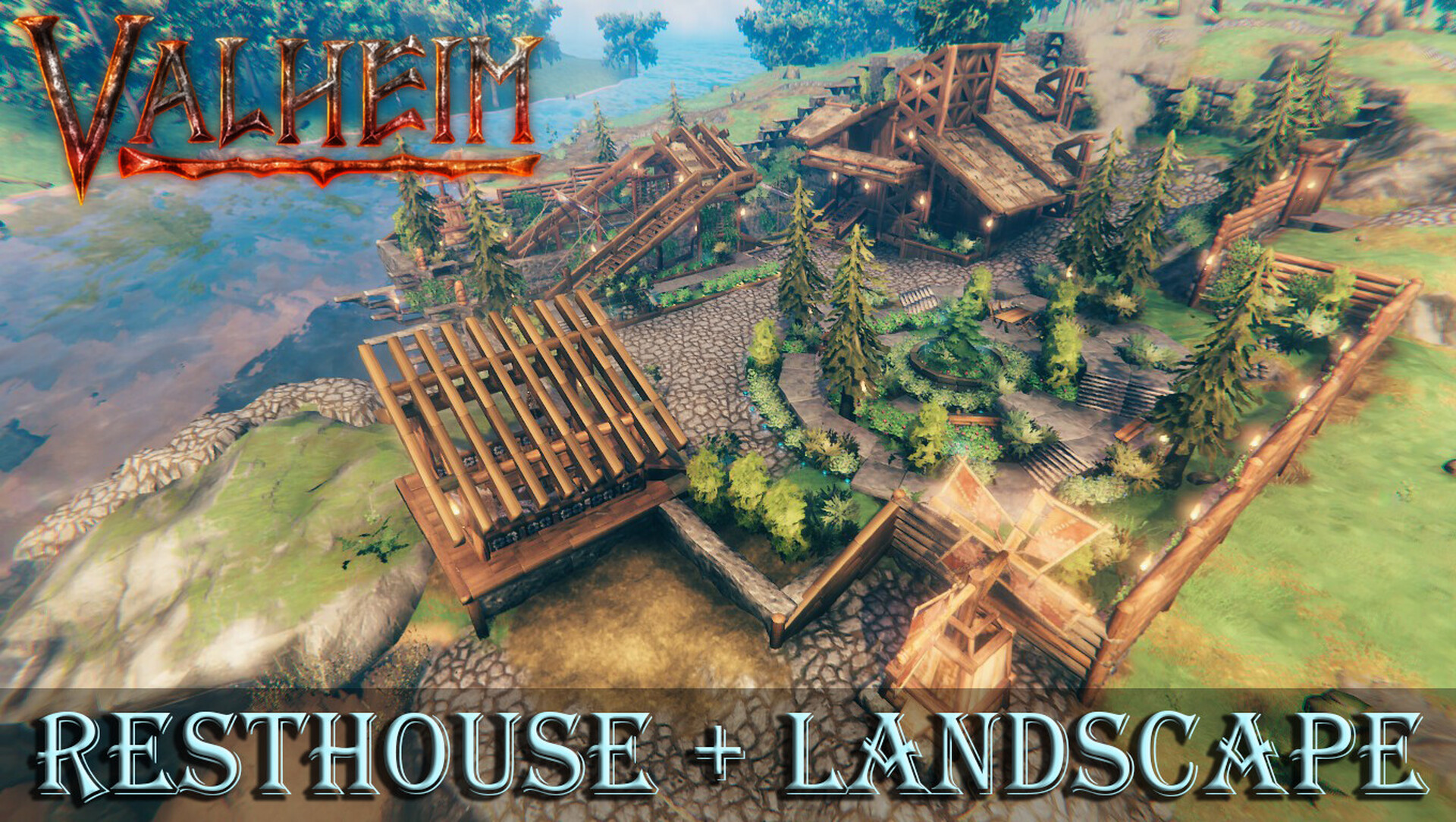 Resthouse with full Landscape Valheim Build