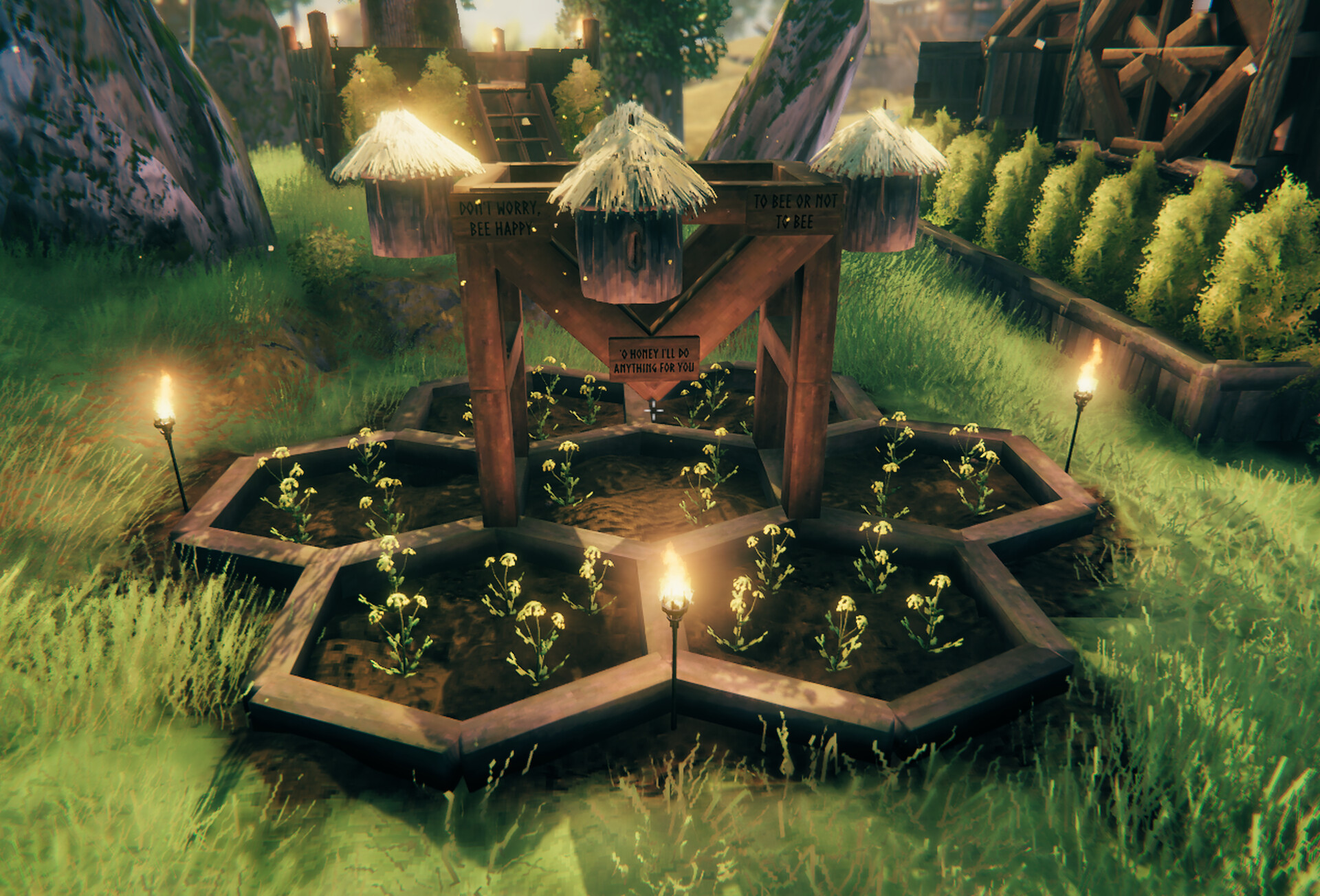 Triquetra Inn and Viking camp Valheim Build