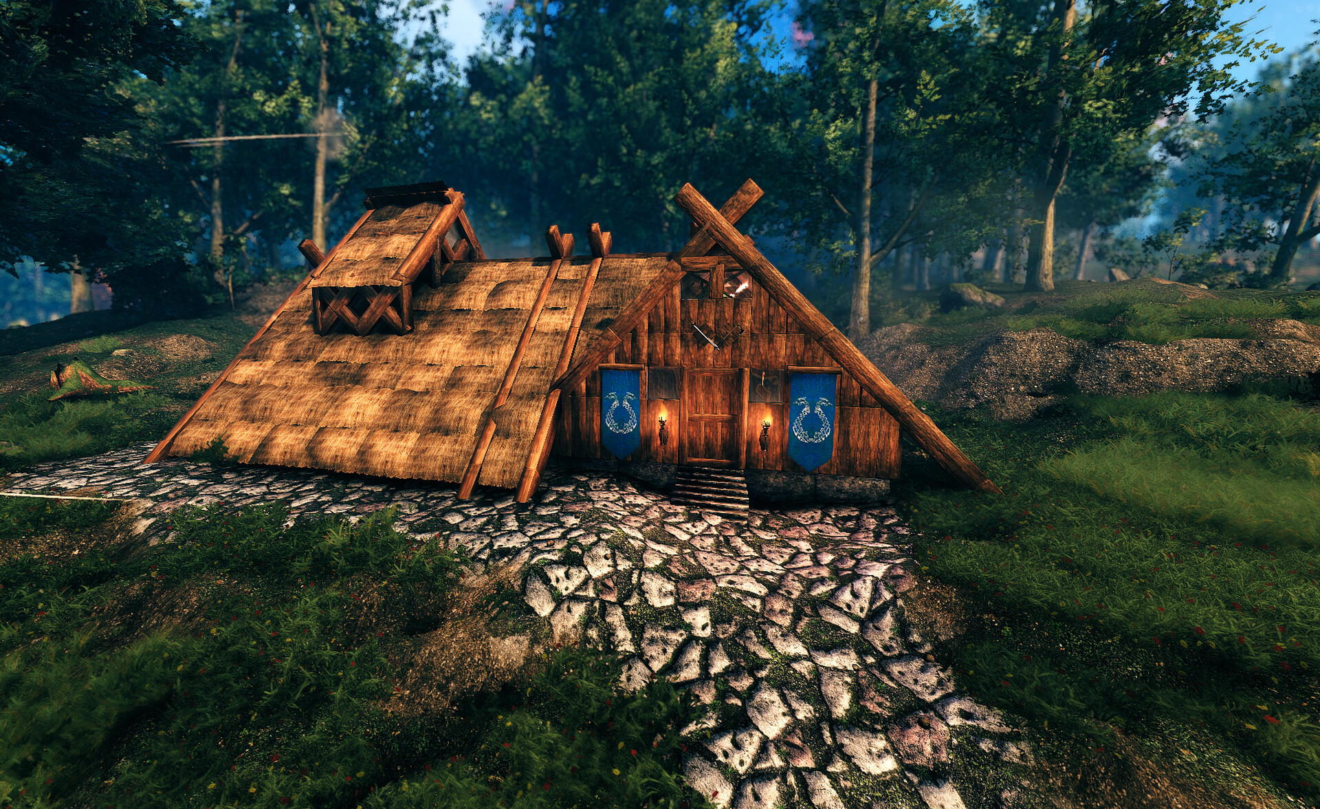 Blacksmith with store and living area Valheim Build