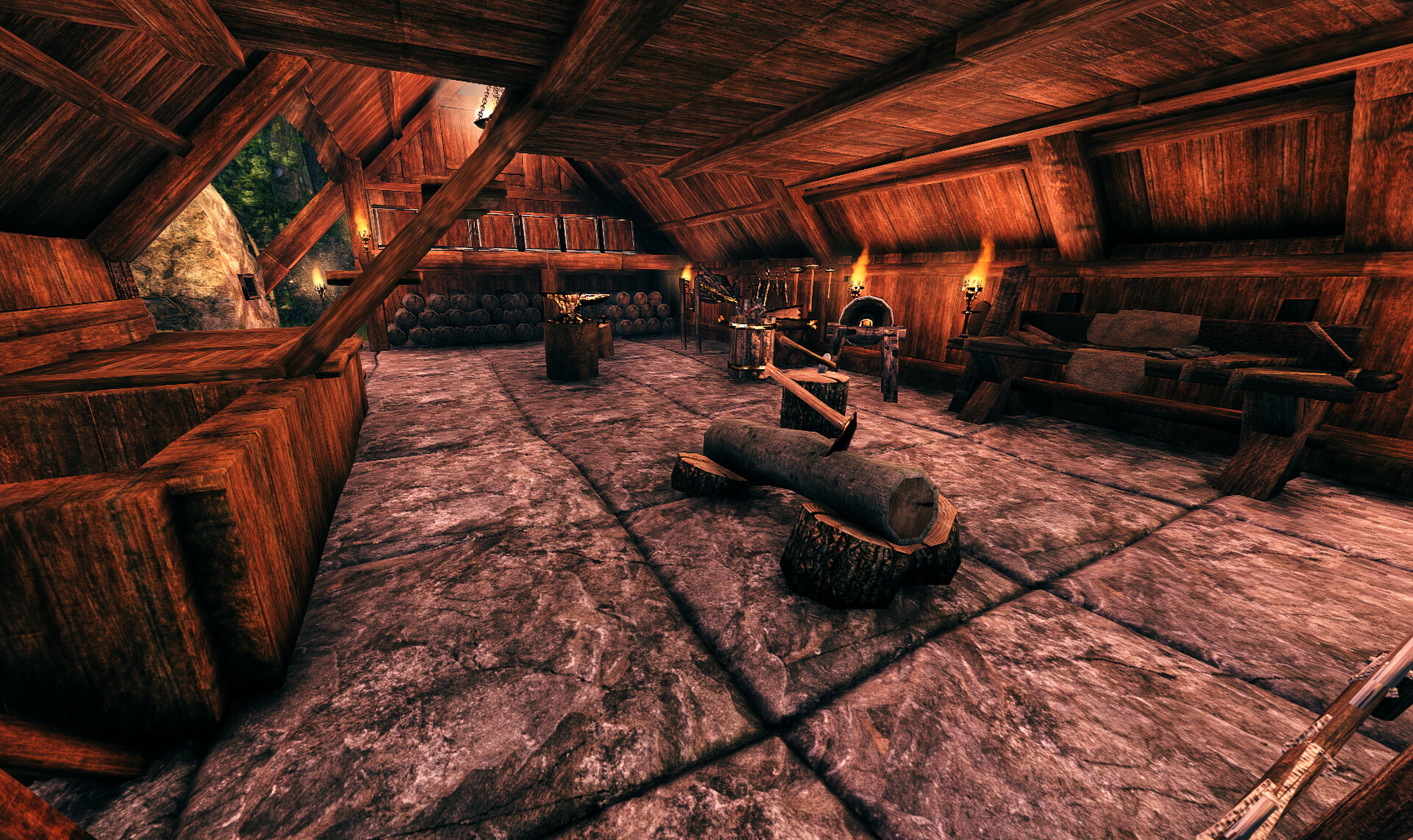 Blacksmith with store and living area Valheim Build