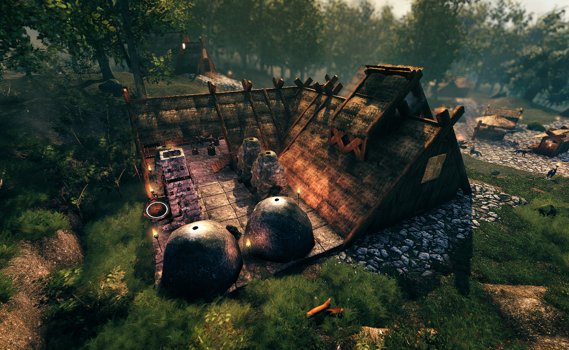 Blacksmith with store and living area Valheim Build