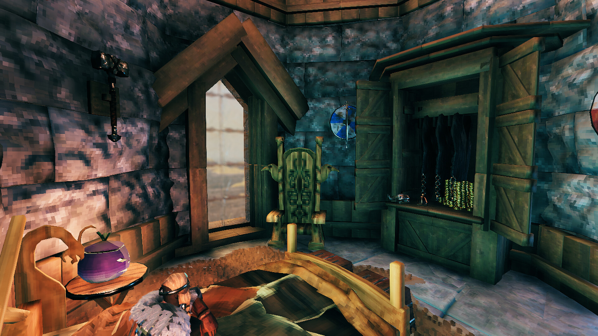 plains hillside windmill dock house Valheim Build