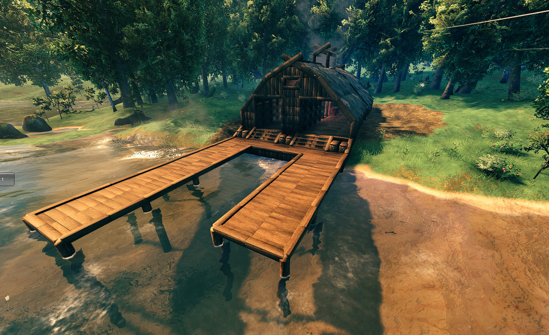 Community Starter home with dock Valheim Build