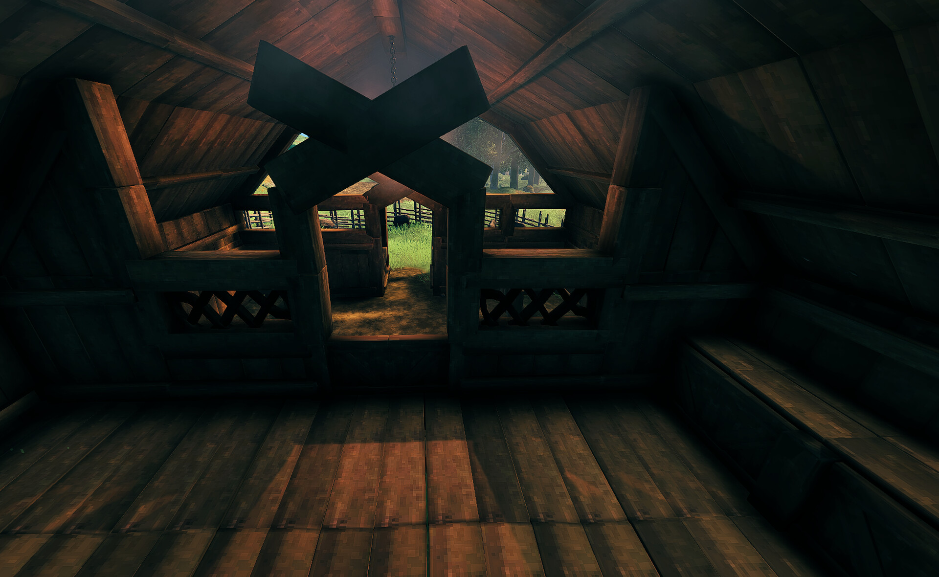 House with barn (animal shelter) Valheim Build