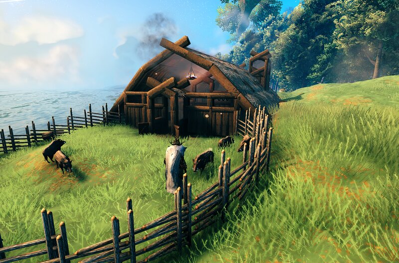 House with barn (animal shelter) Valheim Build