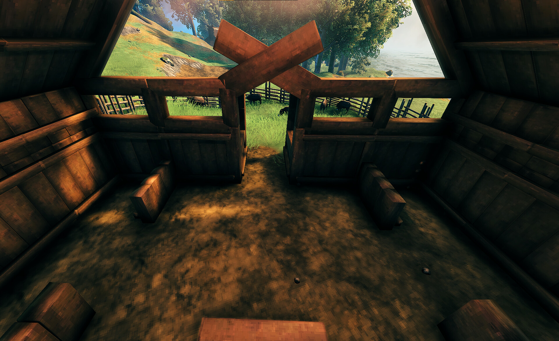 House with barn (animal shelter) Valheim Build