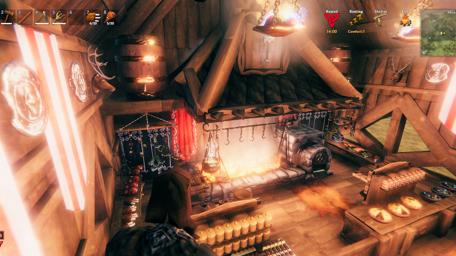 Decorating Garllok's longhouse: The kitchen Valheim Build