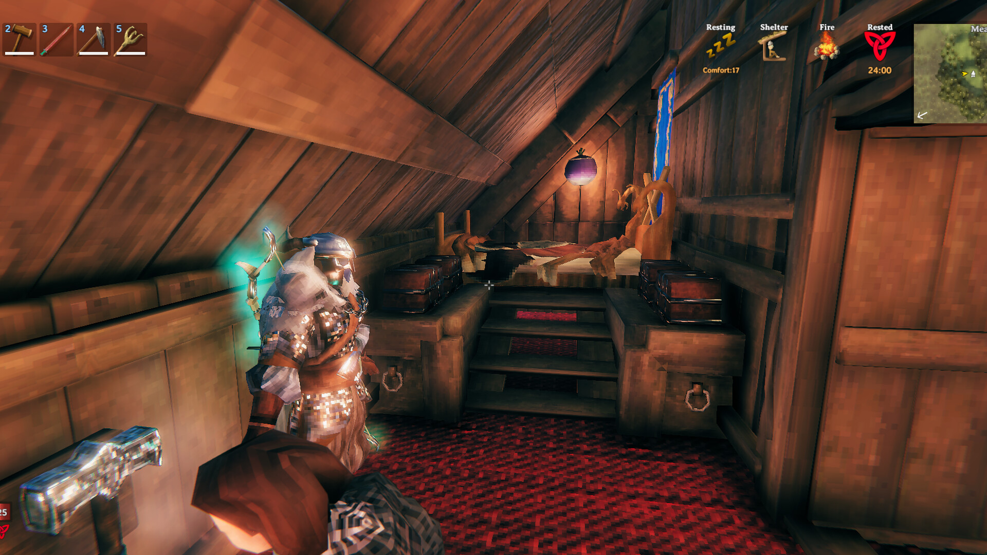Decorating Garllok's longhouse: Guest rooms Valheim Build
