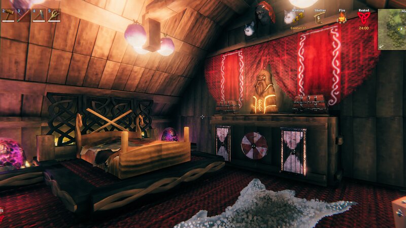 Decorating Garllok's longhouse: Guest rooms Valheim Build