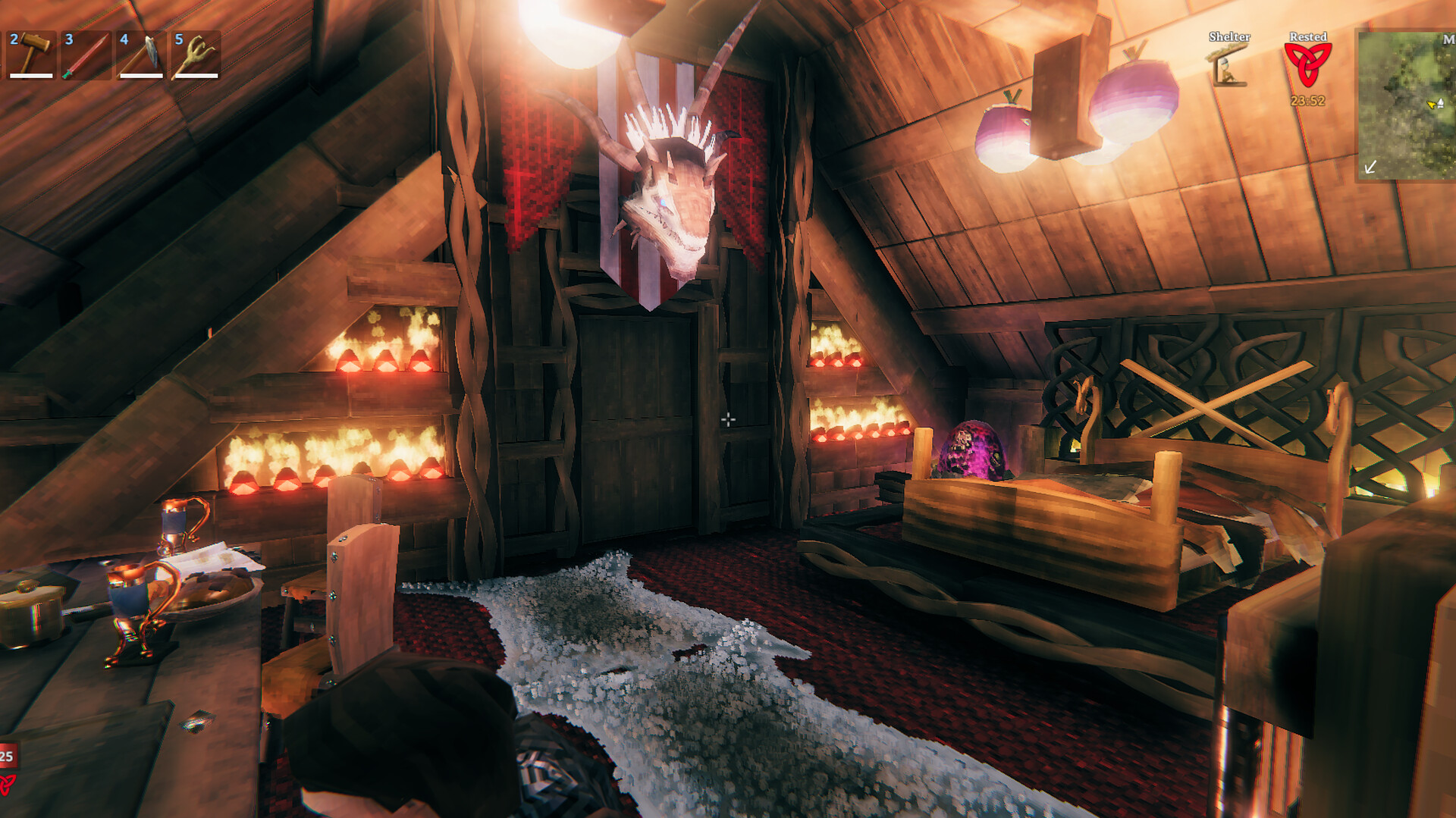 Decorating Garllok's longhouse: Guest rooms Valheim Build