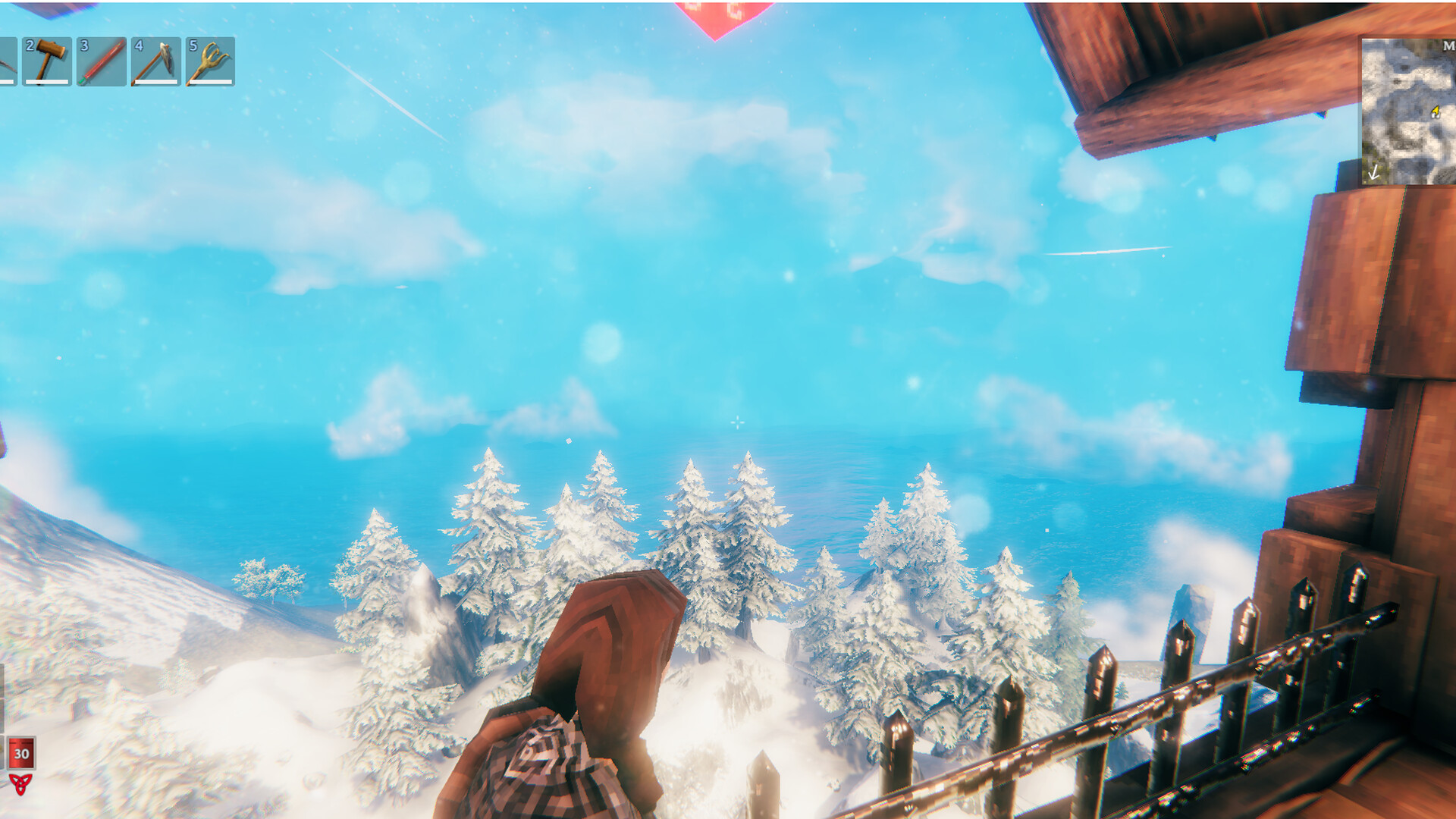 Detailed mountain tower Valheim Build