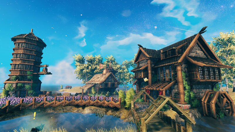 Medieval watermill Farmhouse Valheim Build
