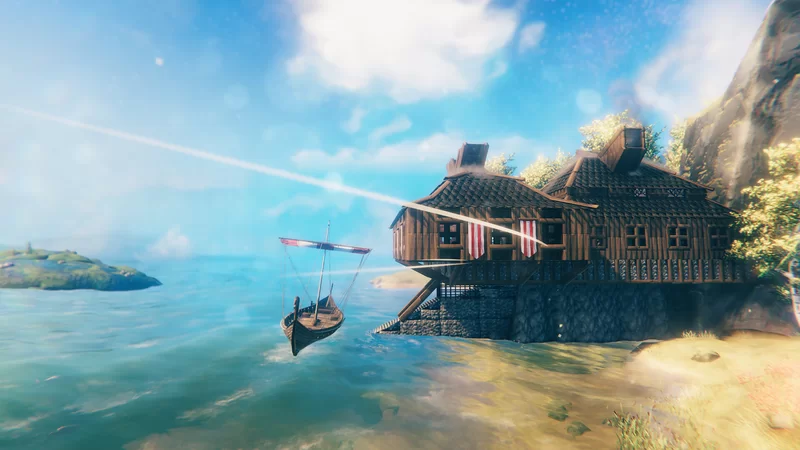 Small Base Entered from Inside the Vertical Cliff Valheim Build