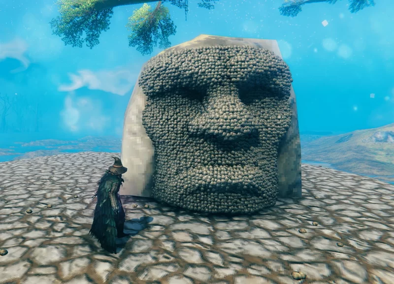 Ogre head stone statue Valheim Build